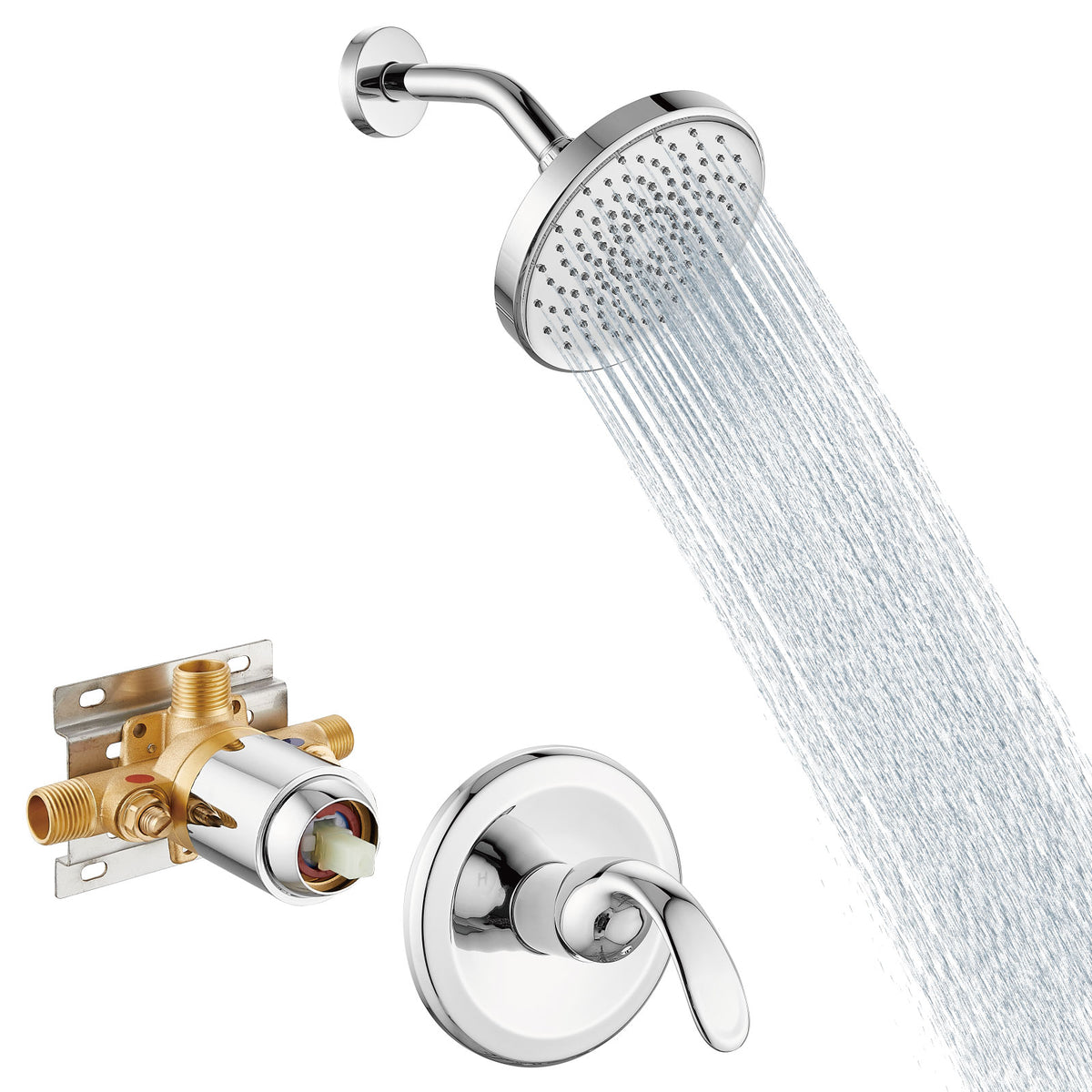 Aolemi Wall Mount 6 Inch Shower Faucet Kit with Shower Head and Handle