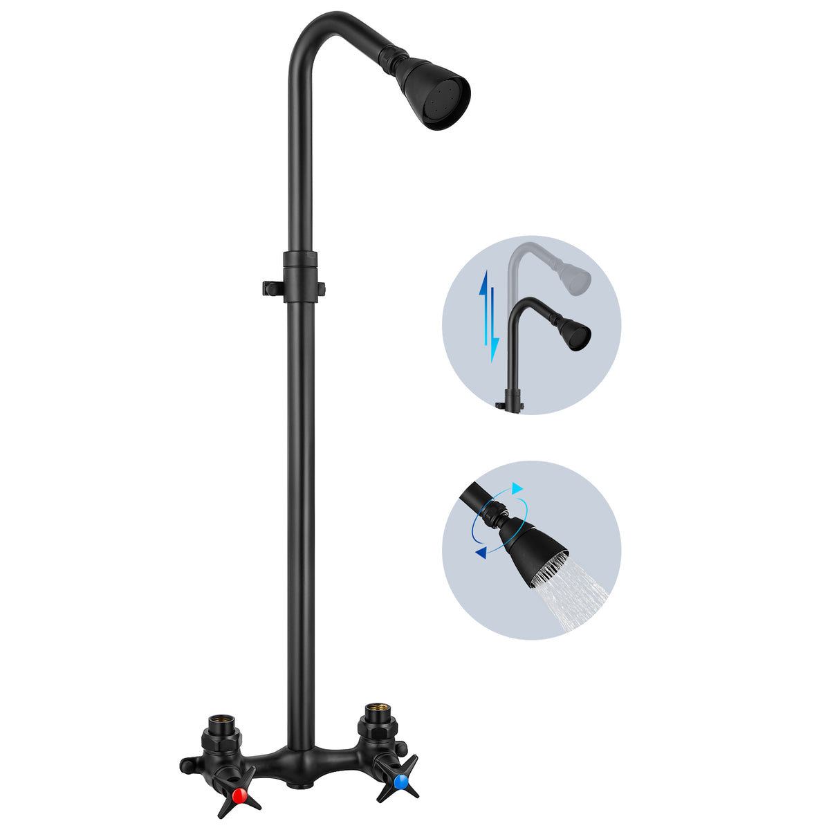 Aolemi Outdoor Shower Kit Dual Cross Handles Exposed Shower Fixture wi